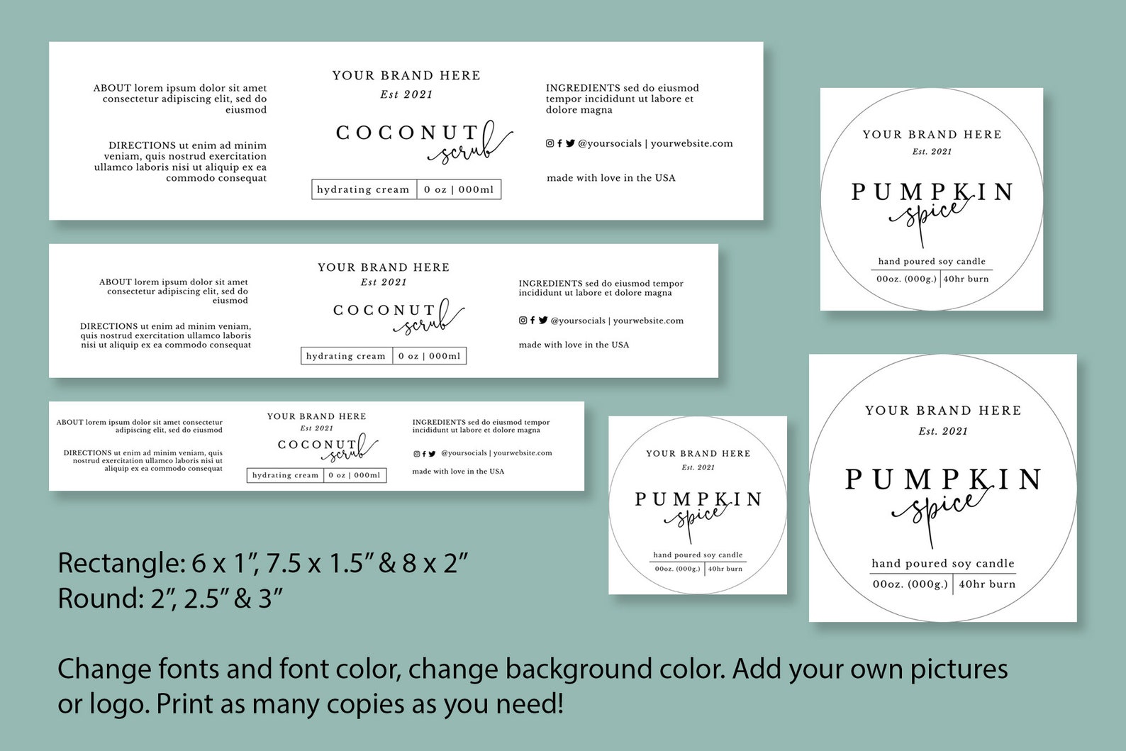 Editable Body Product Label Template Wrap Around Body Butter - Etsy