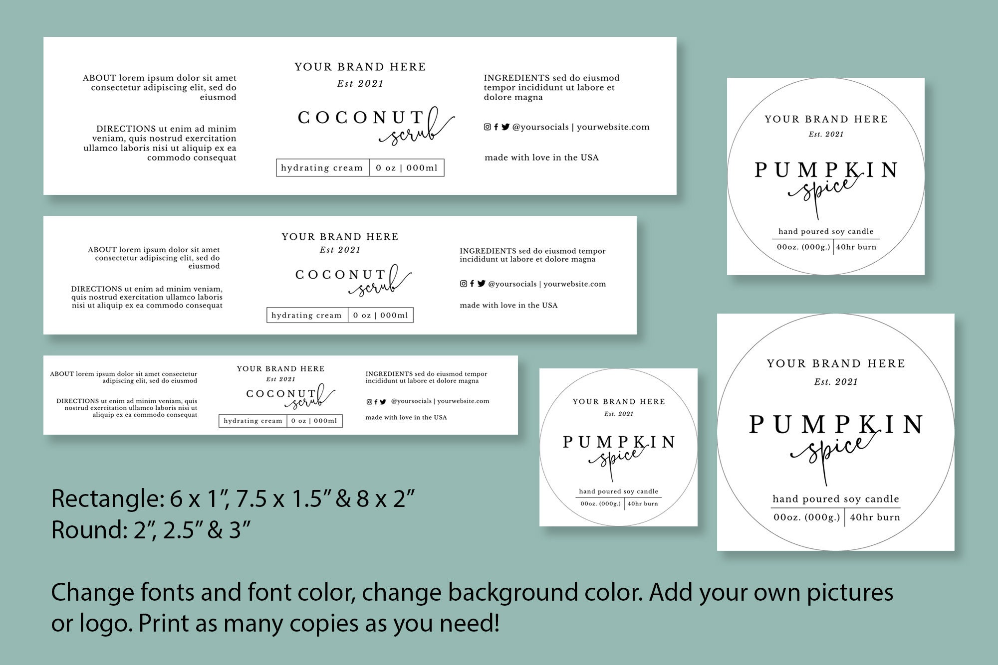 Editable Body Product Label Template Wrap Around Body Butter | Etsy UK