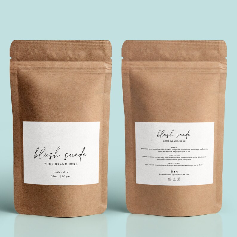Bath Salts Label Template Printable Stand up Pouch Labels - Etsy