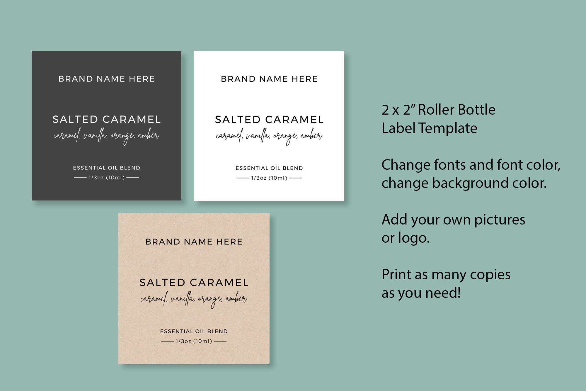 10ml Oil Roller Bottle Label Template Printable Essential - Etsy Canada