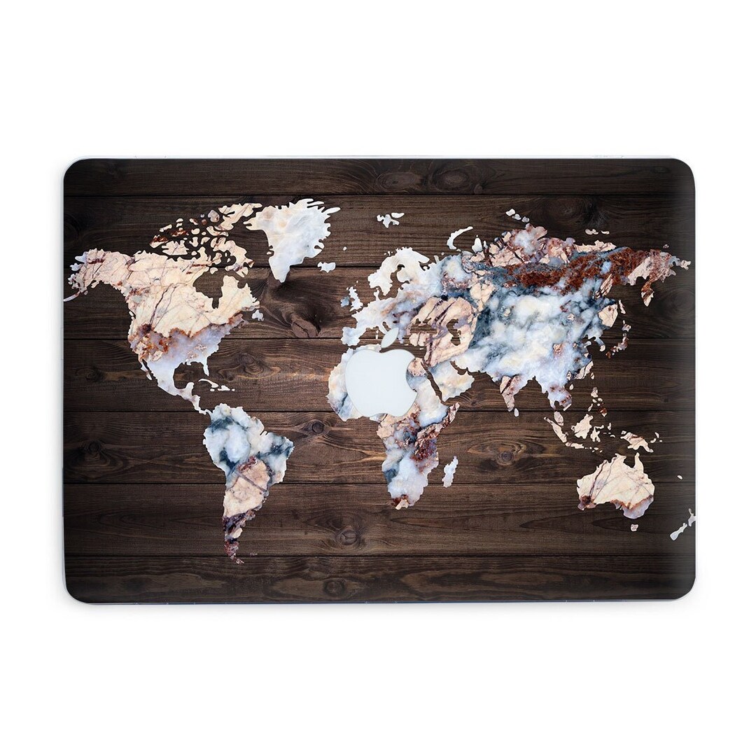 World Map MacBook Pro 16 2021 Case Marble World Map MacBook Air 13 ...