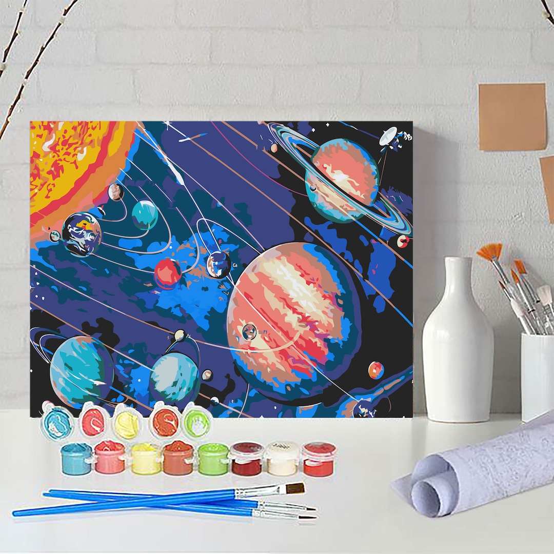 Space DIY Set Painting by Numbers Solar System Wall Decor Set for Own ...