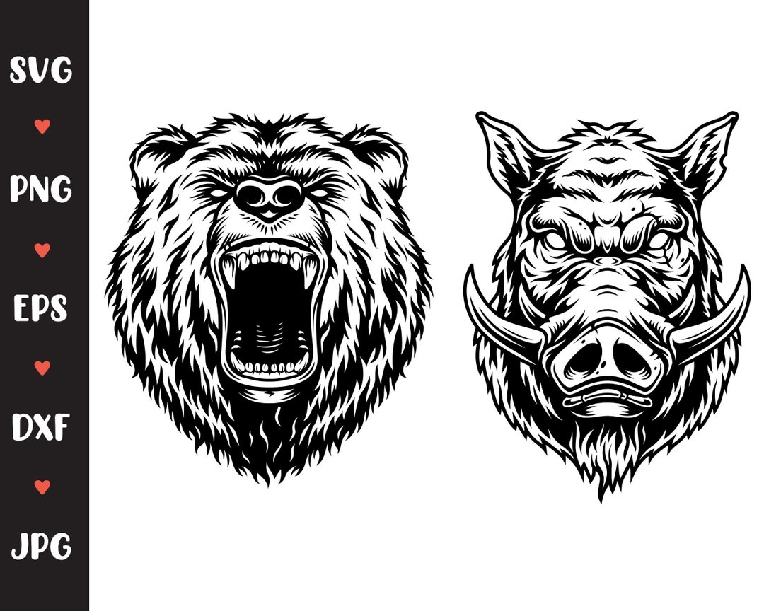 Bear Svg Wild Boar Digital Files Svg Animal JPG Design Animals T-shirt ...