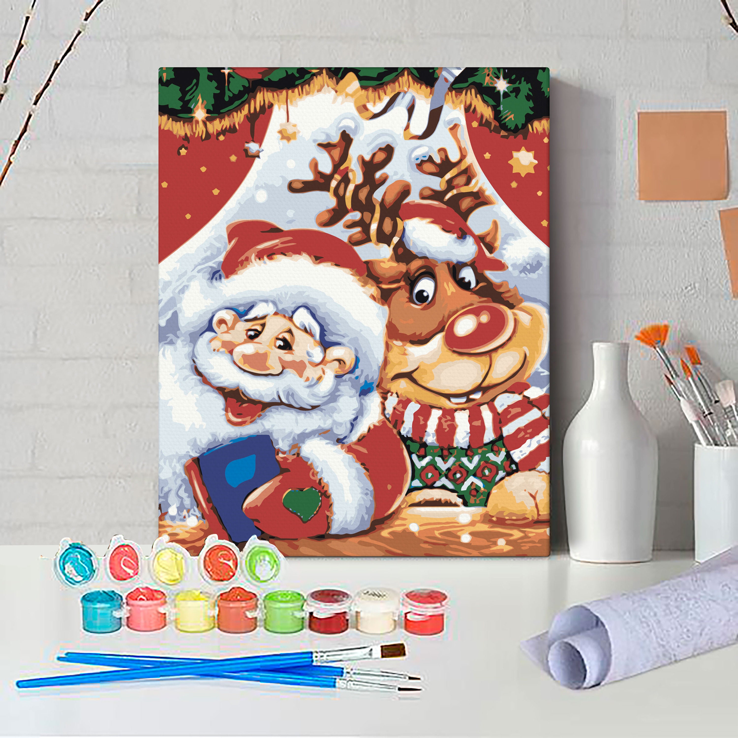 Santa Painting By Numbers DIY Kit Paint By Number Art | Etsy