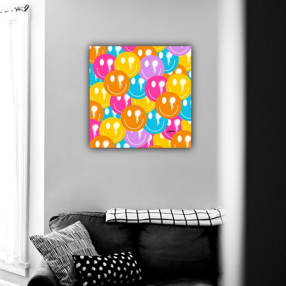 Smiley Canvas Pop Art Decor Smiley Face Art Office Art | Etsy