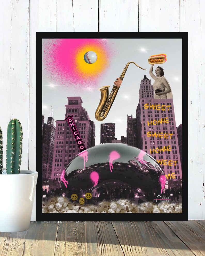 Chicago Print the Bean Art Sweet Home Chicago Pop Art | Etsy