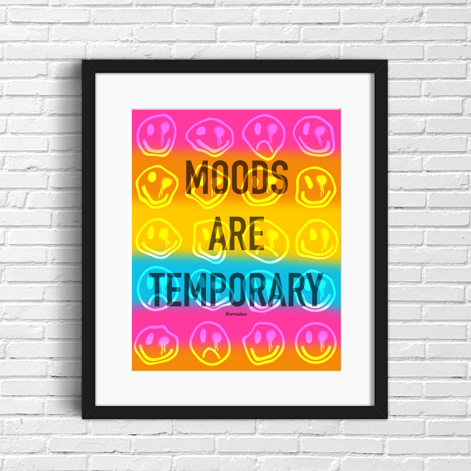 Moods Are Temporary Print | Smiley Face Poster | Self Love | Dorm Room ...