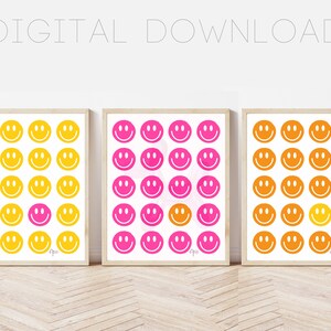 DIGITAL Smiley Poster Set of 3 Smile Art Print Set Gallery Wall Art ...