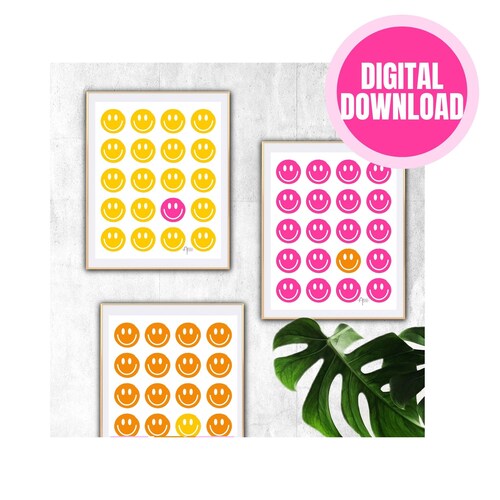 DIGITAL Smiley Poster Set of 3 Smile Art Print Set - Etsy