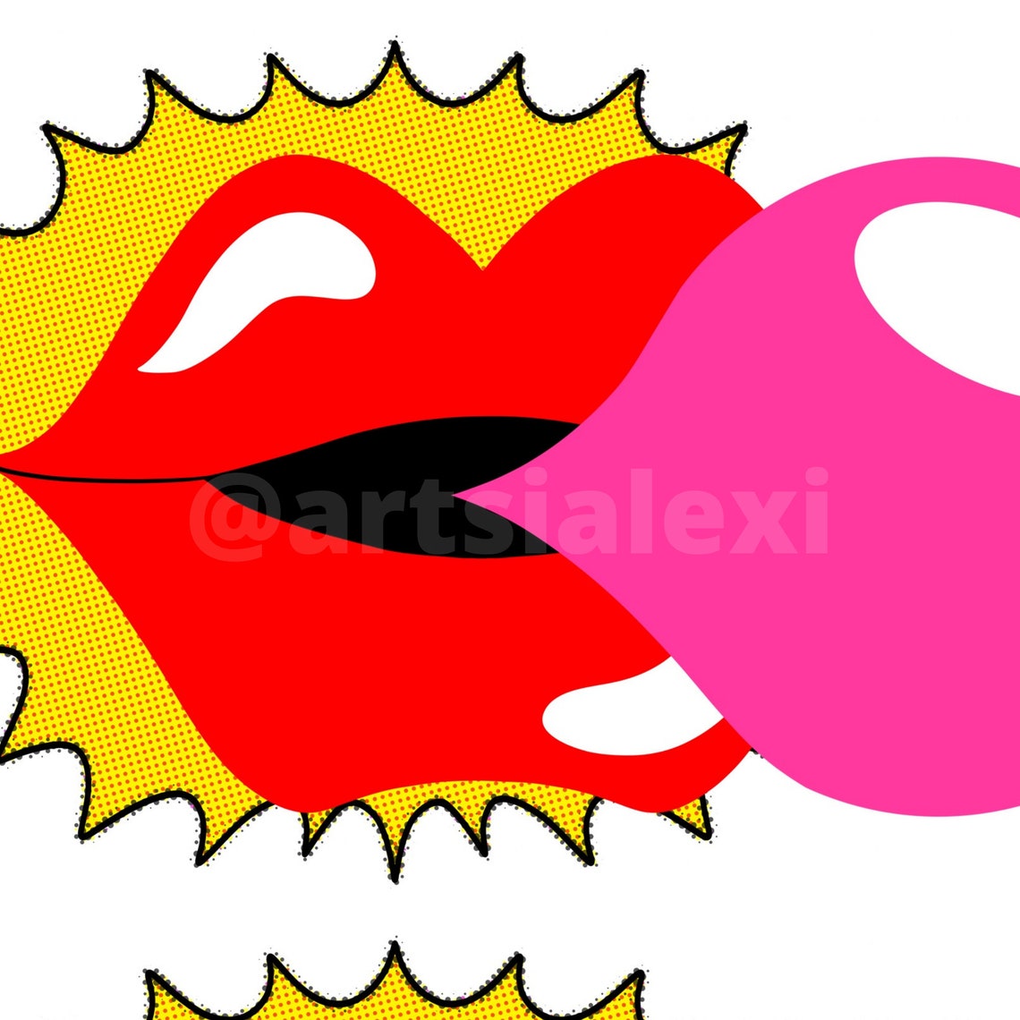 DIGITAL Pop Art Lips Print Comic Book Art Colorful Wall | Etsy