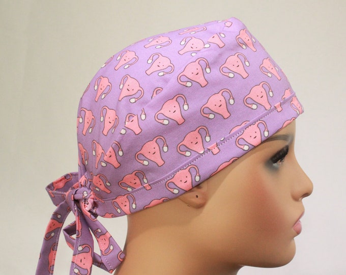 Labor and Delivery Scrub Cap With Ties, Uterus Scrub Cap, Surgical Cap ...