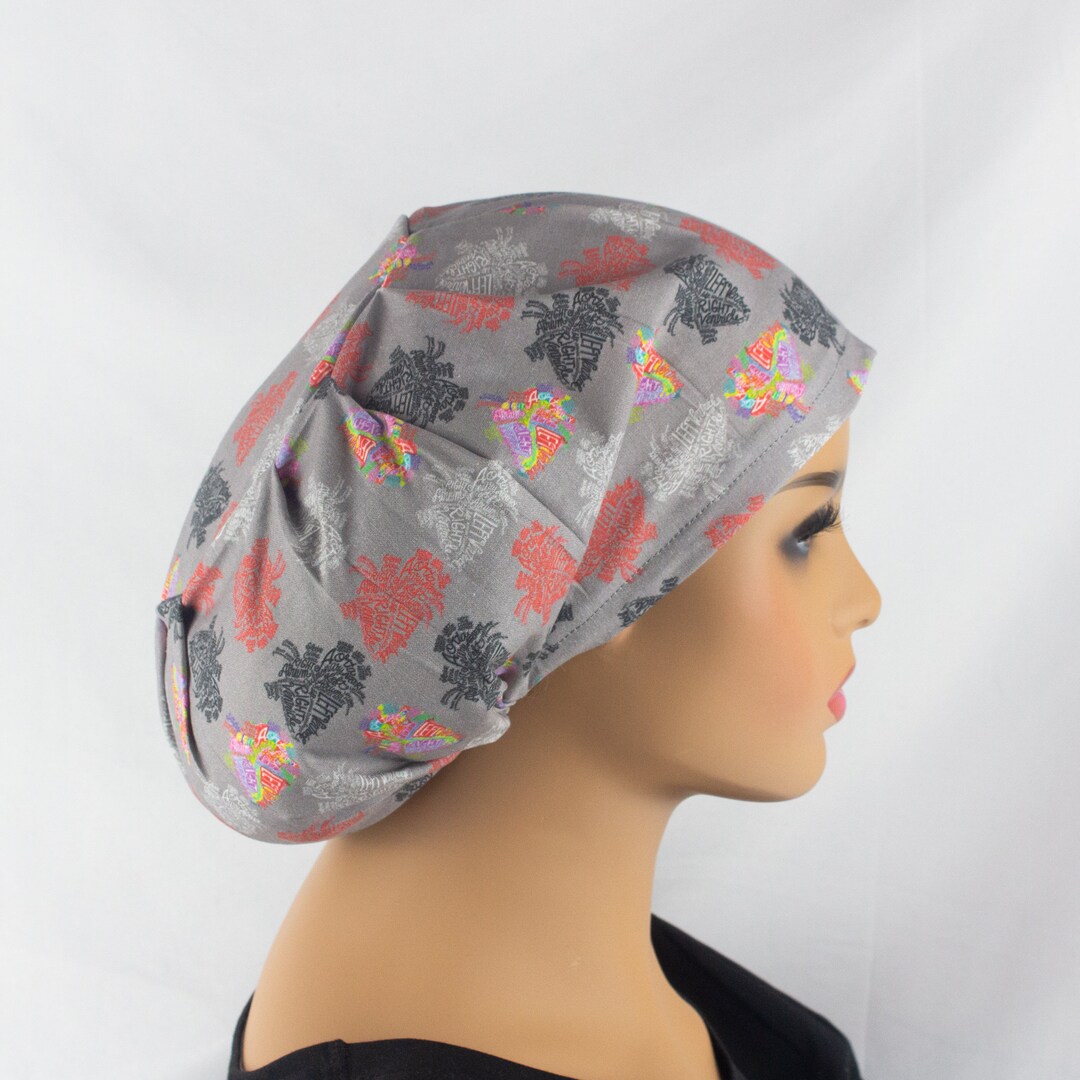 Heart Anatomy Scrub Cap, Women's Surgical Hat, Cardiac Surgeon Cap ...