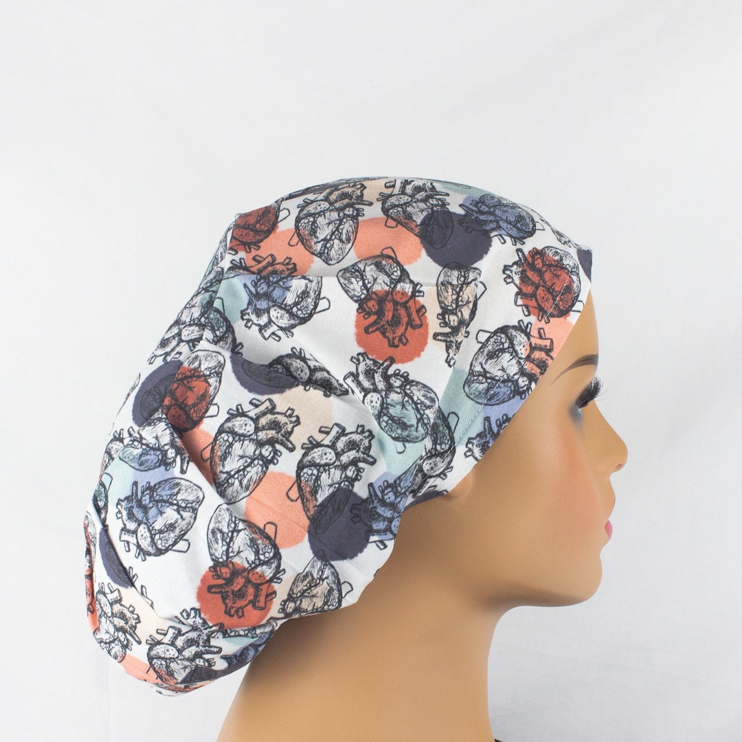 Heart Anatomy Scrub Cap, Women's Surgical Hat, Cardiac Surgeon Cap ...