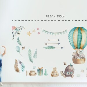 Air Balloon Nursery Wall Decal Watercolor Animal, Forest Animals Wall ...