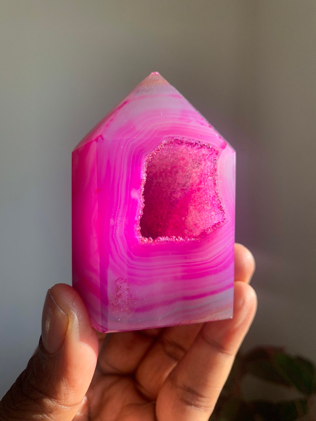 Druzy Geode Dyed Banded Agate Crystal Point Towers | Healing Crystals ...