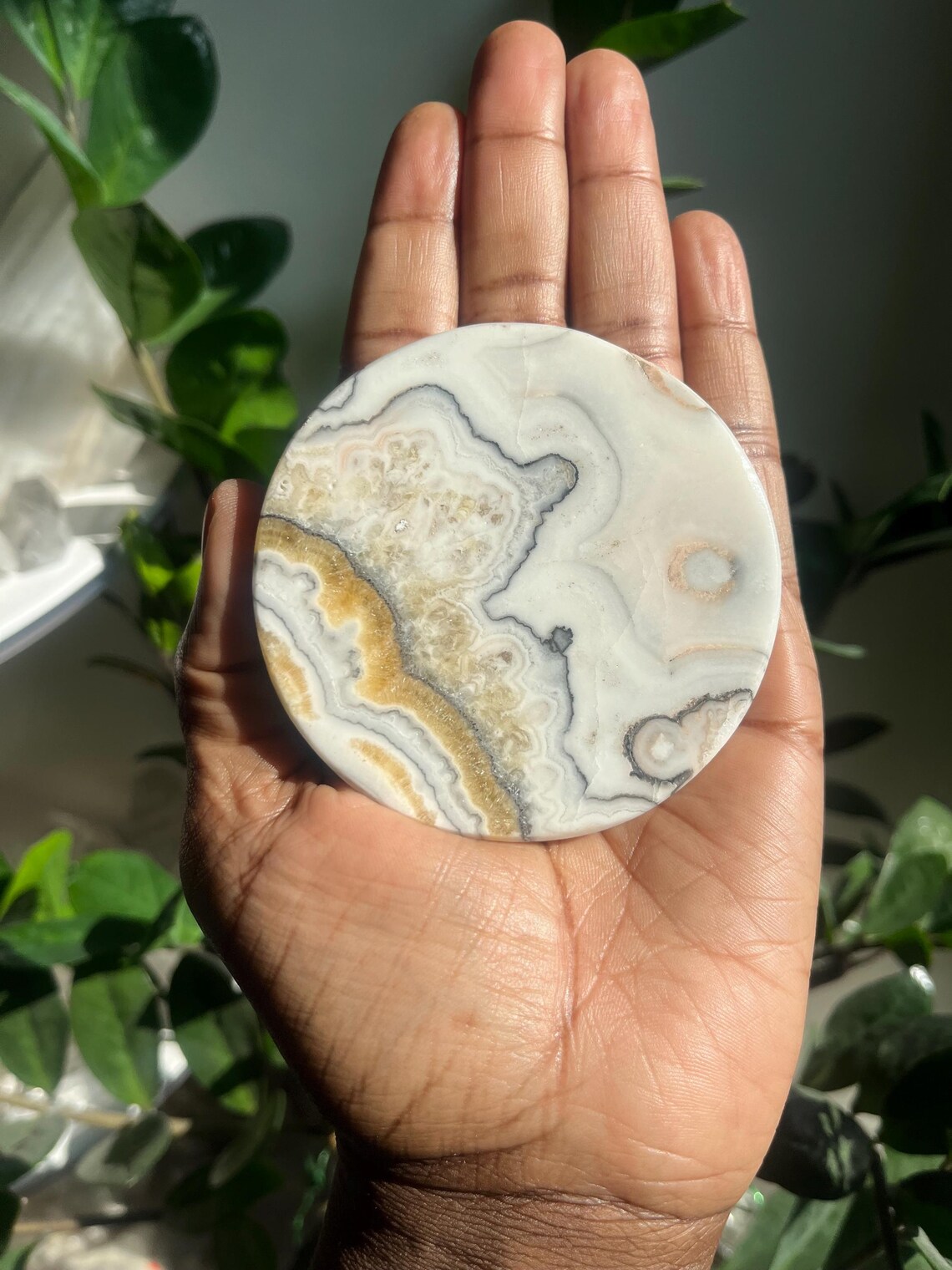Mexican Onyx 2-piece Coaster Set | Crystal Carvings | Banded Onyx Stone ...