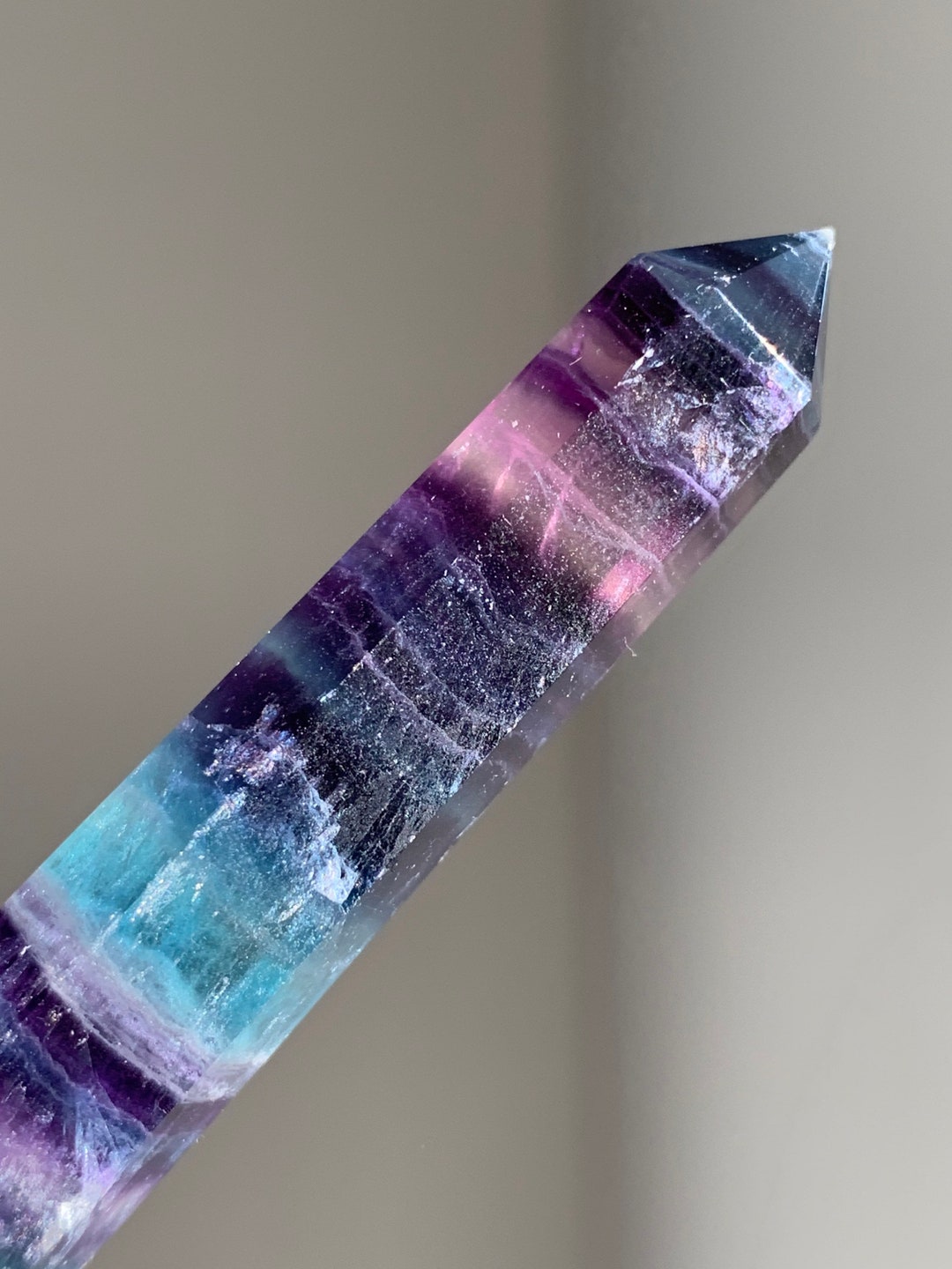 Rainbow Fluorite Crystal Point | High Quality Green Fluorite Healing ...