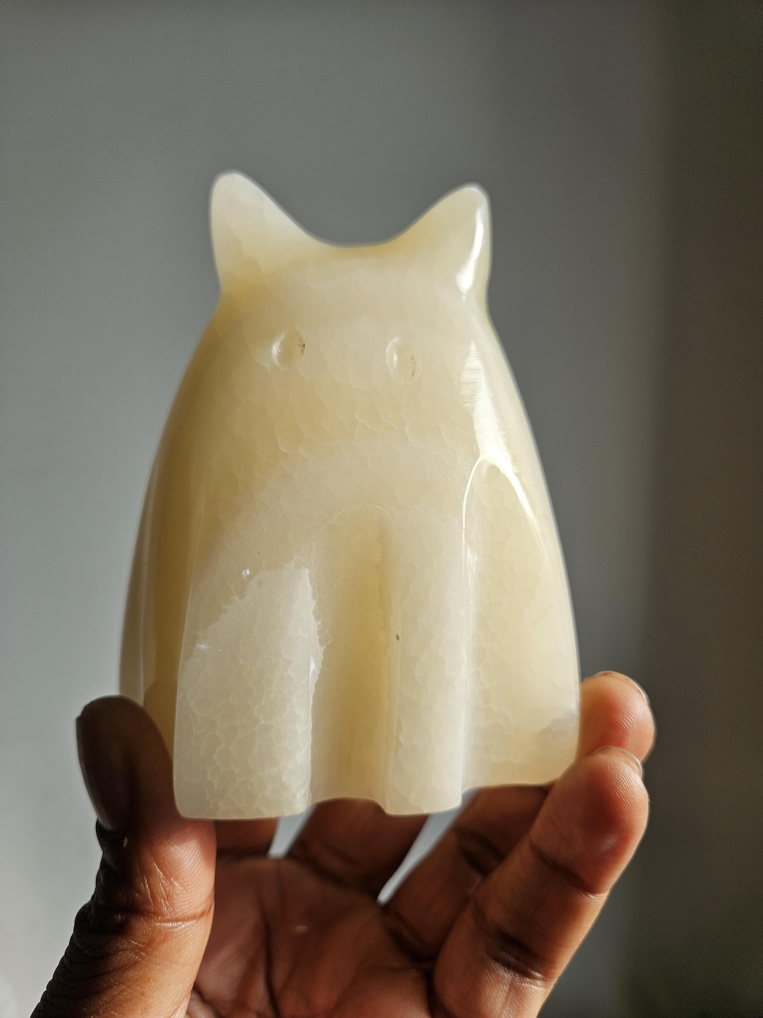 Ghost Cat Carving | Onyx Stone Black Cat | Crystal Figurine | Halloween ...