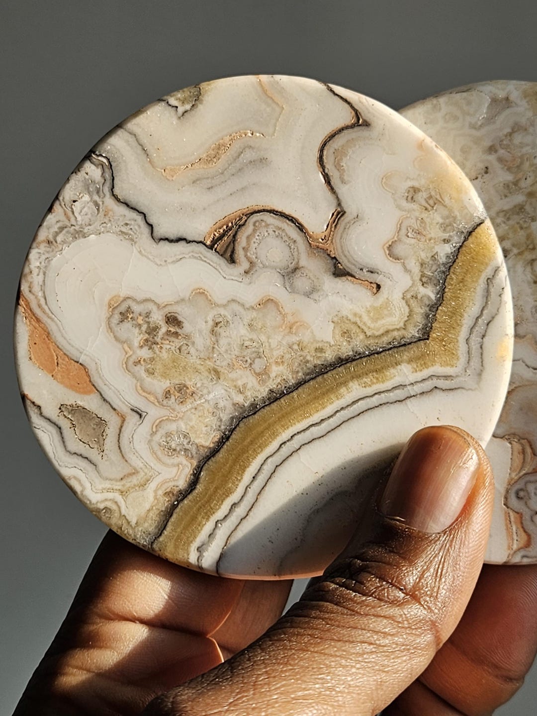 Mexican Onyx 2-piece Coaster Set | Crystal Carvings | Banded Onyx Stone ...