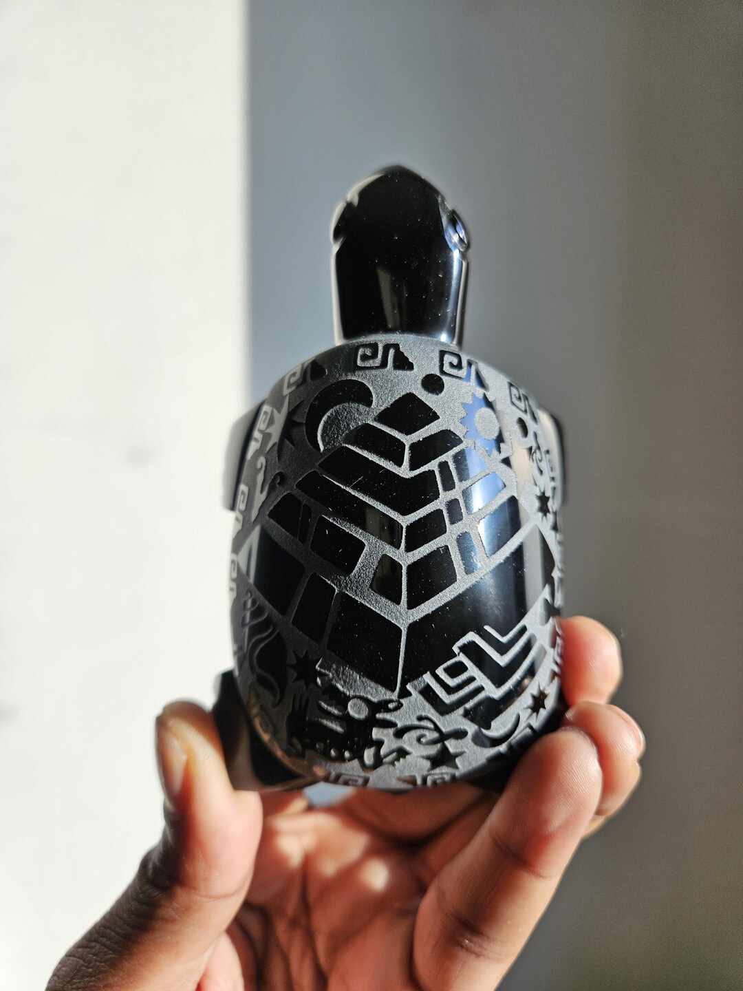 Mexican Artisan Carved Black Obsidian Turtle | One of a Kind | Obsidian ...