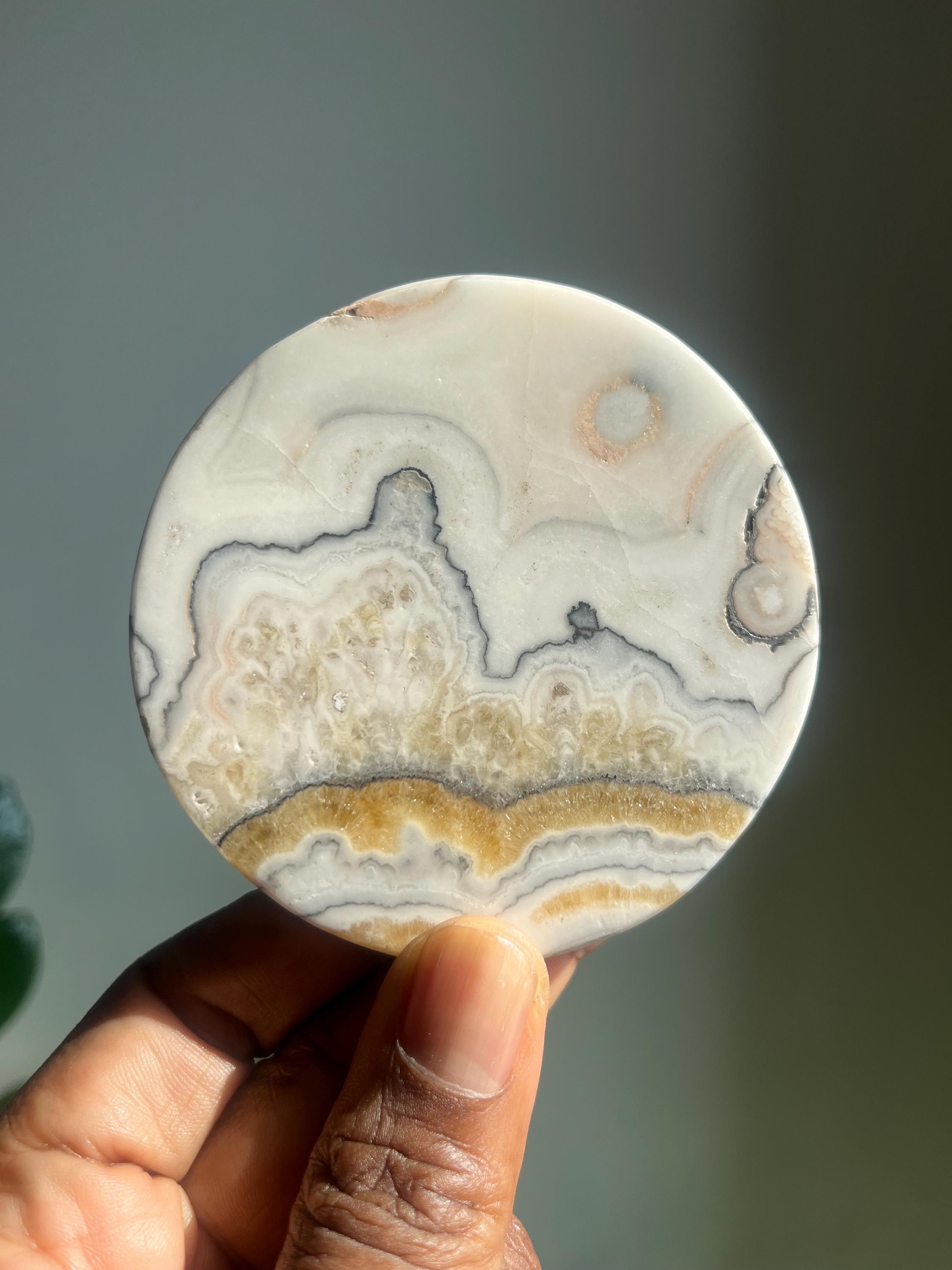 Mexican Onyx 2-piece Coaster Set | Crystal Carvings | Banded Onyx Stone ...