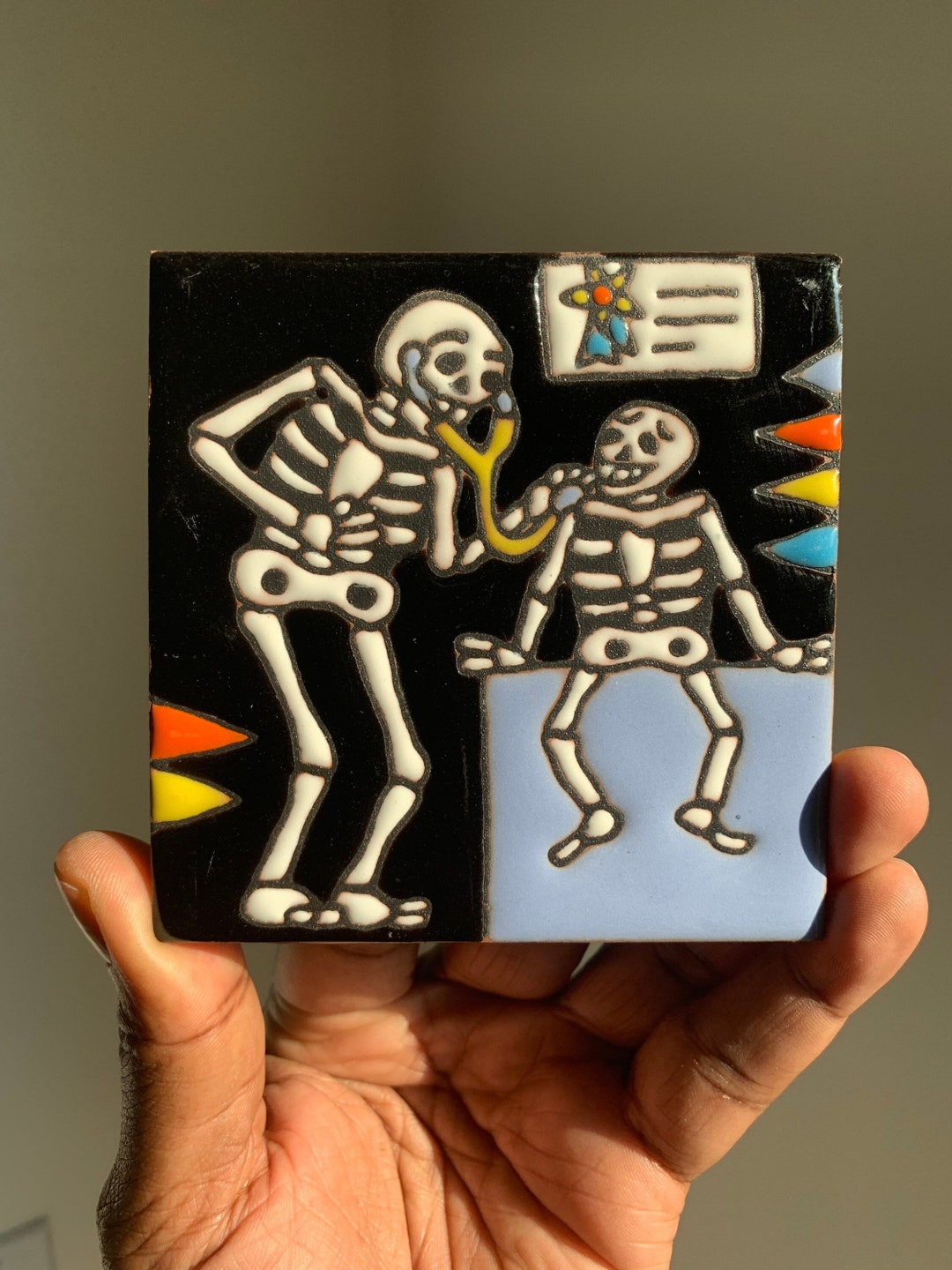 Talavera Mexican Decorative Tile | Skull Art | Day of the Dead Art | 4 ...