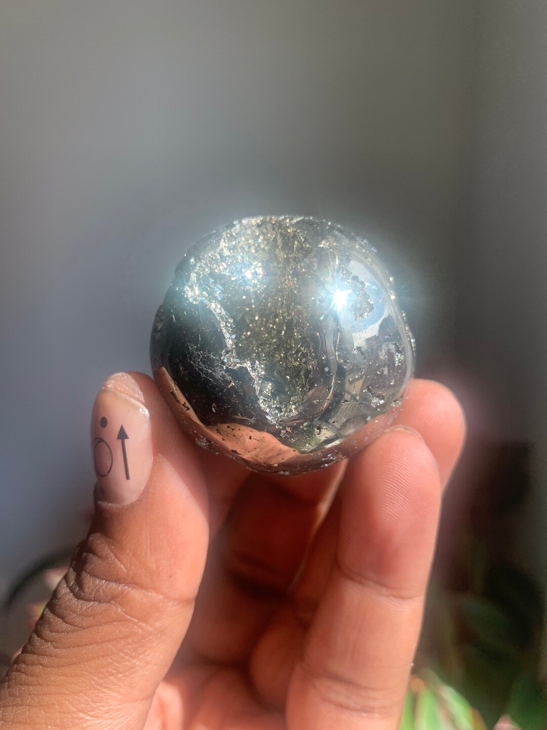 Pyrite Geode Sphere | 43mm | Pyrite Cube Cluster | Raw Pyrite | Rough ...