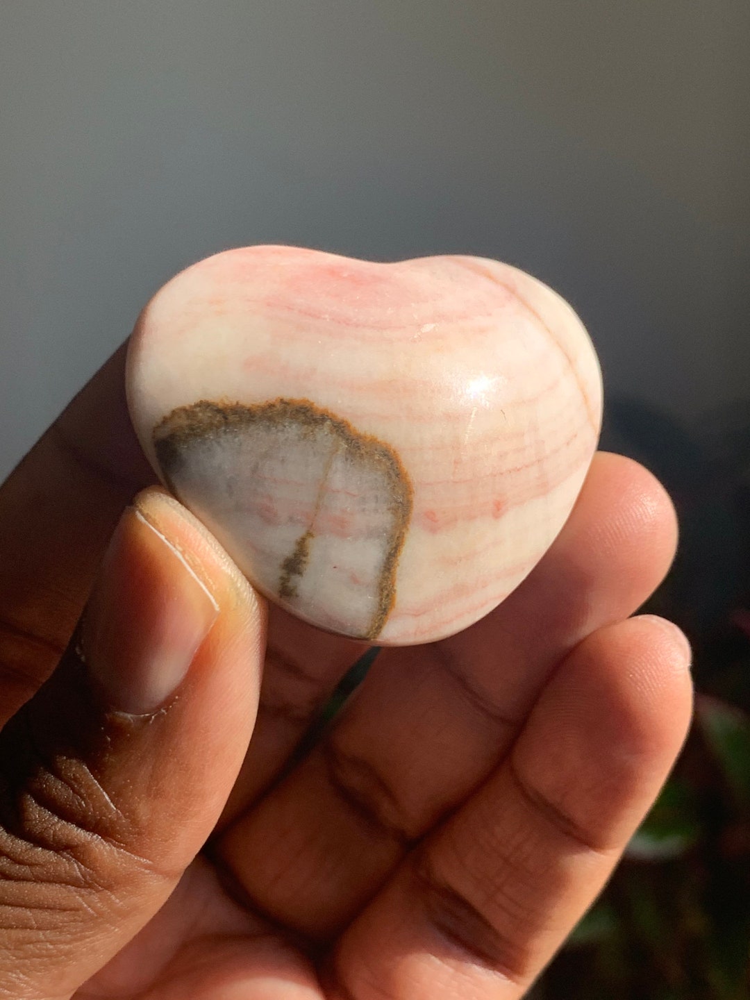 Tri-color Calcite Heart Carving | Pork Stone | Rainbow Calcite Healing ...