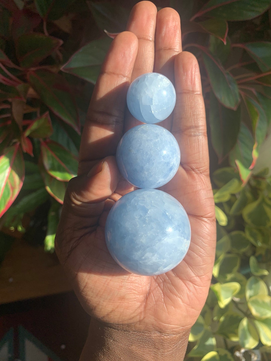 Blue Calcite Sphere | Tumbled Blue Calcite | Blue Calcite Tumble Stones ...