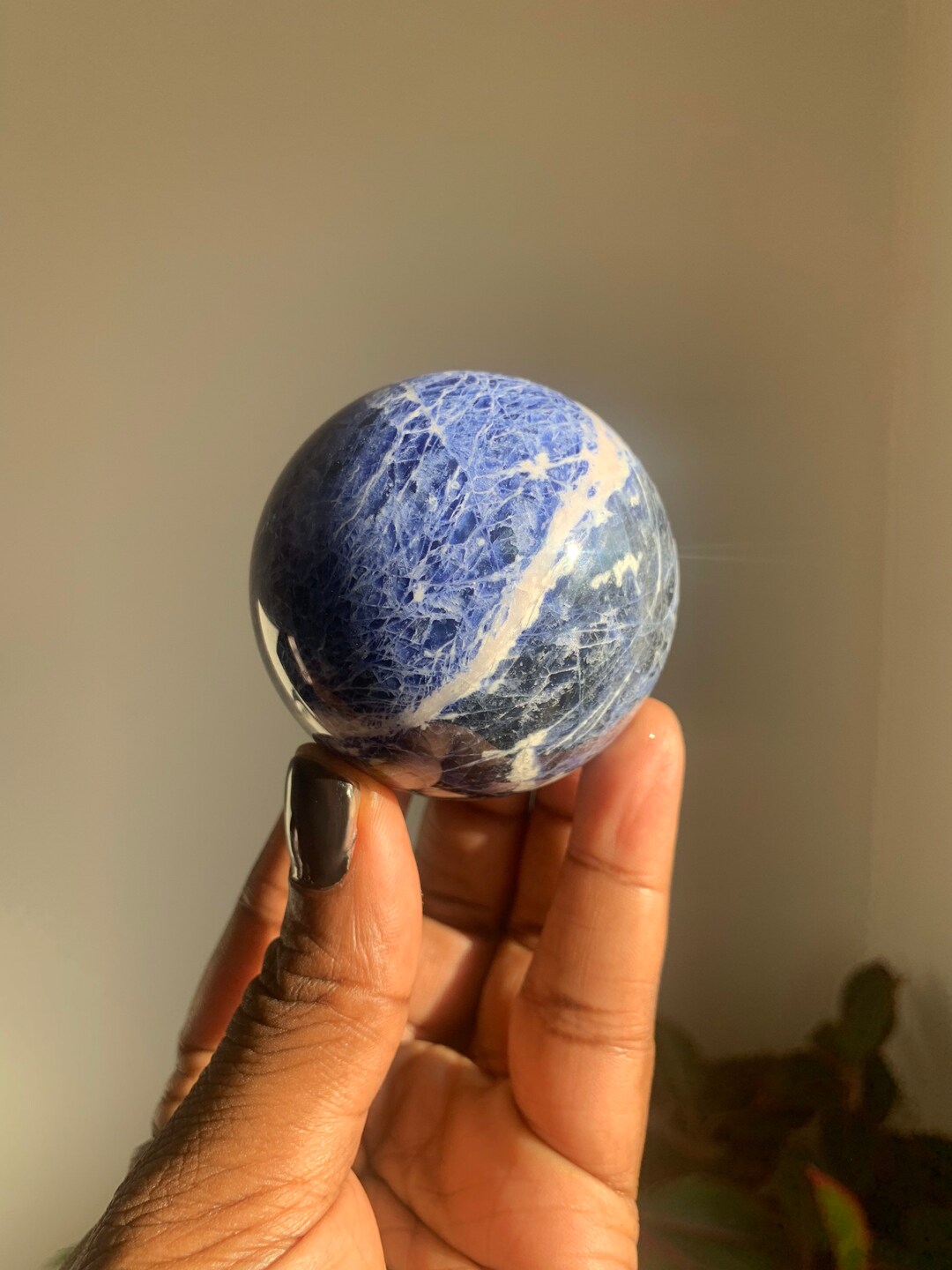 Rare Sodalite Sphere With Schiller | 63mm | Sodalite Tumbles | Tumbled ...