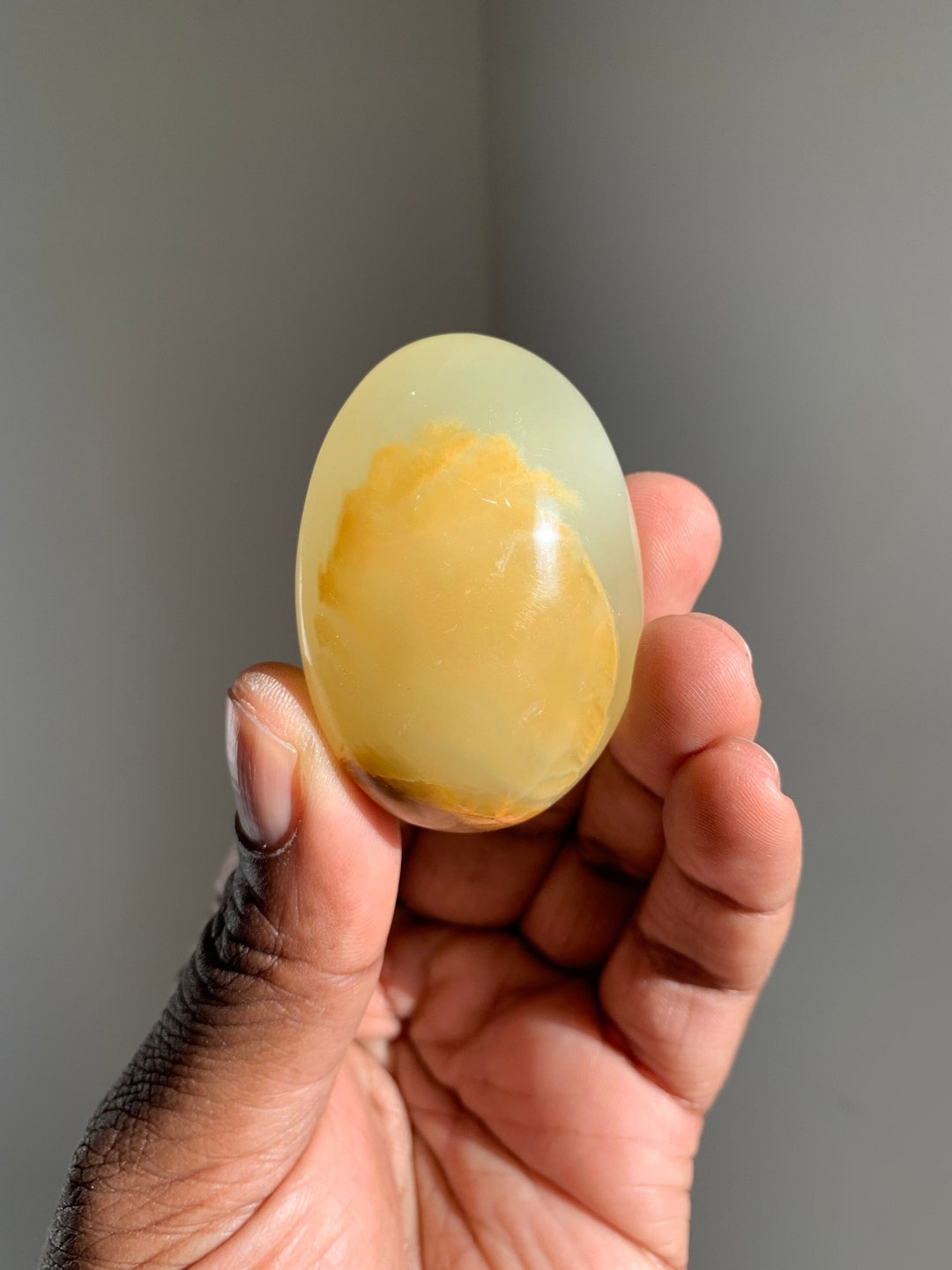Banded Afghan Green Onyx Palm Stone | Healing Crystal Tumble - Etsy