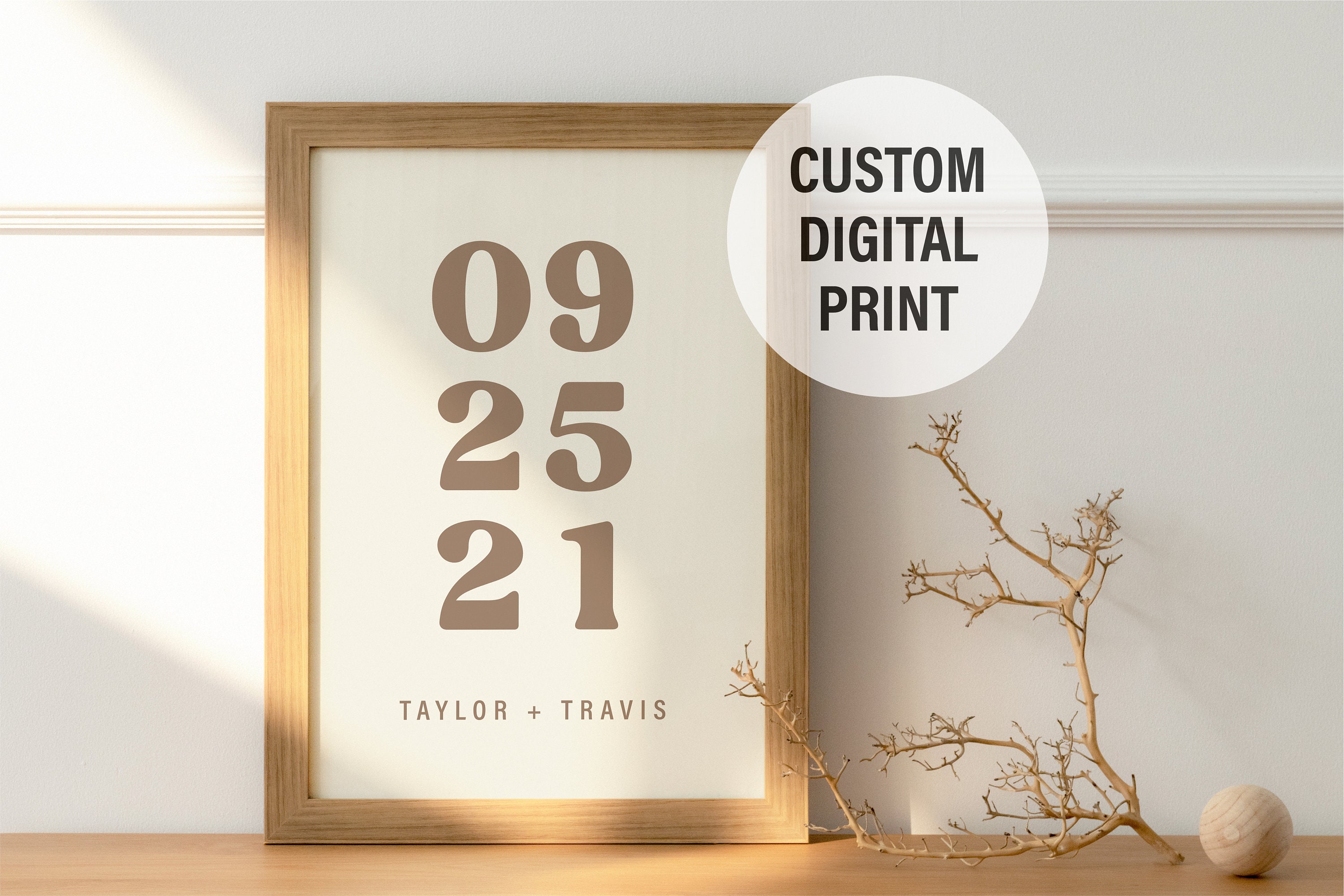 CUSTOM Neutral Minimal Retro Date Print // Anniversary, Birthdate ...