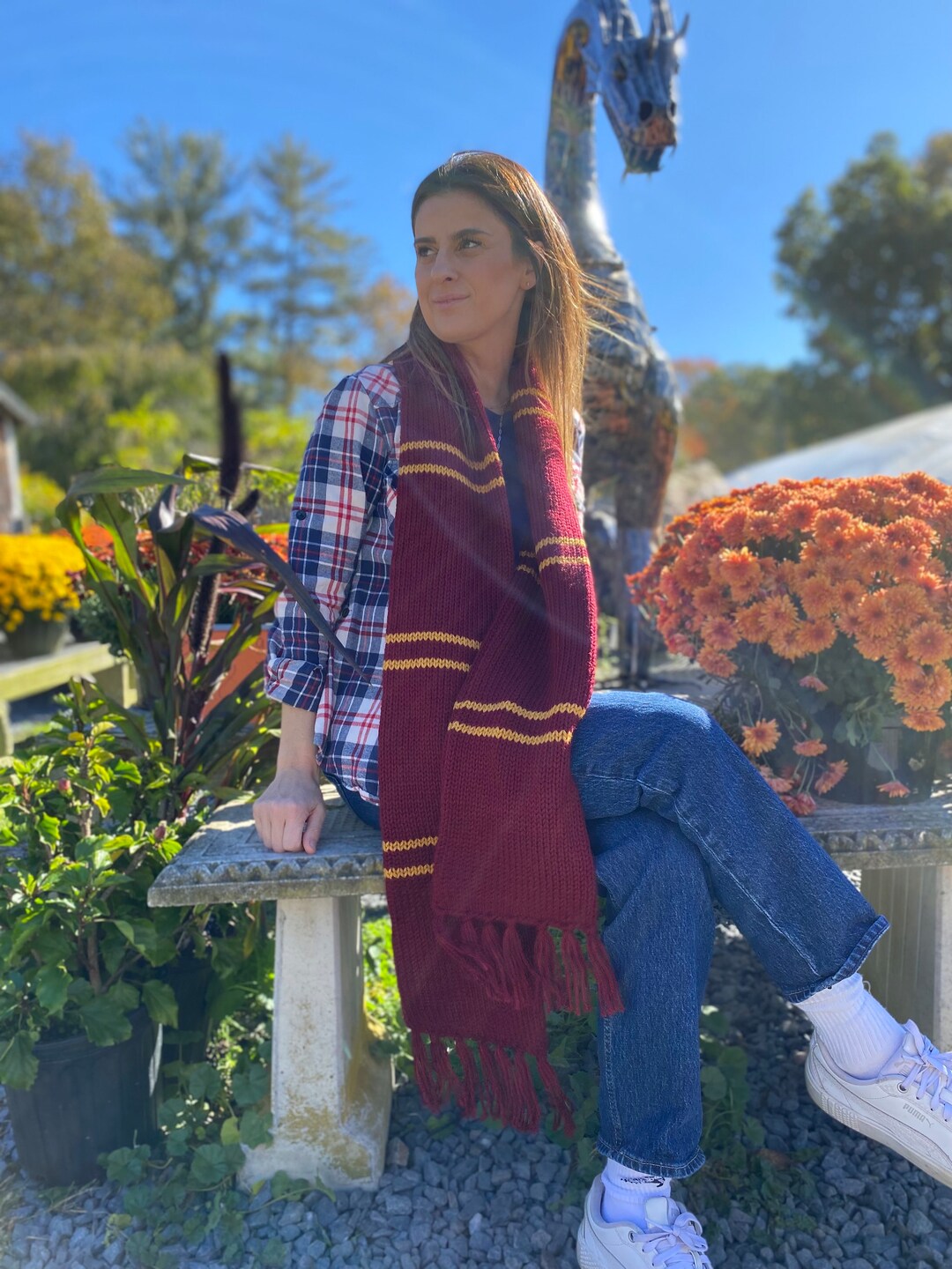 Handmade Wizard Maroon and Gold Scarf: Cosplay, Winter Wear - Etsy
