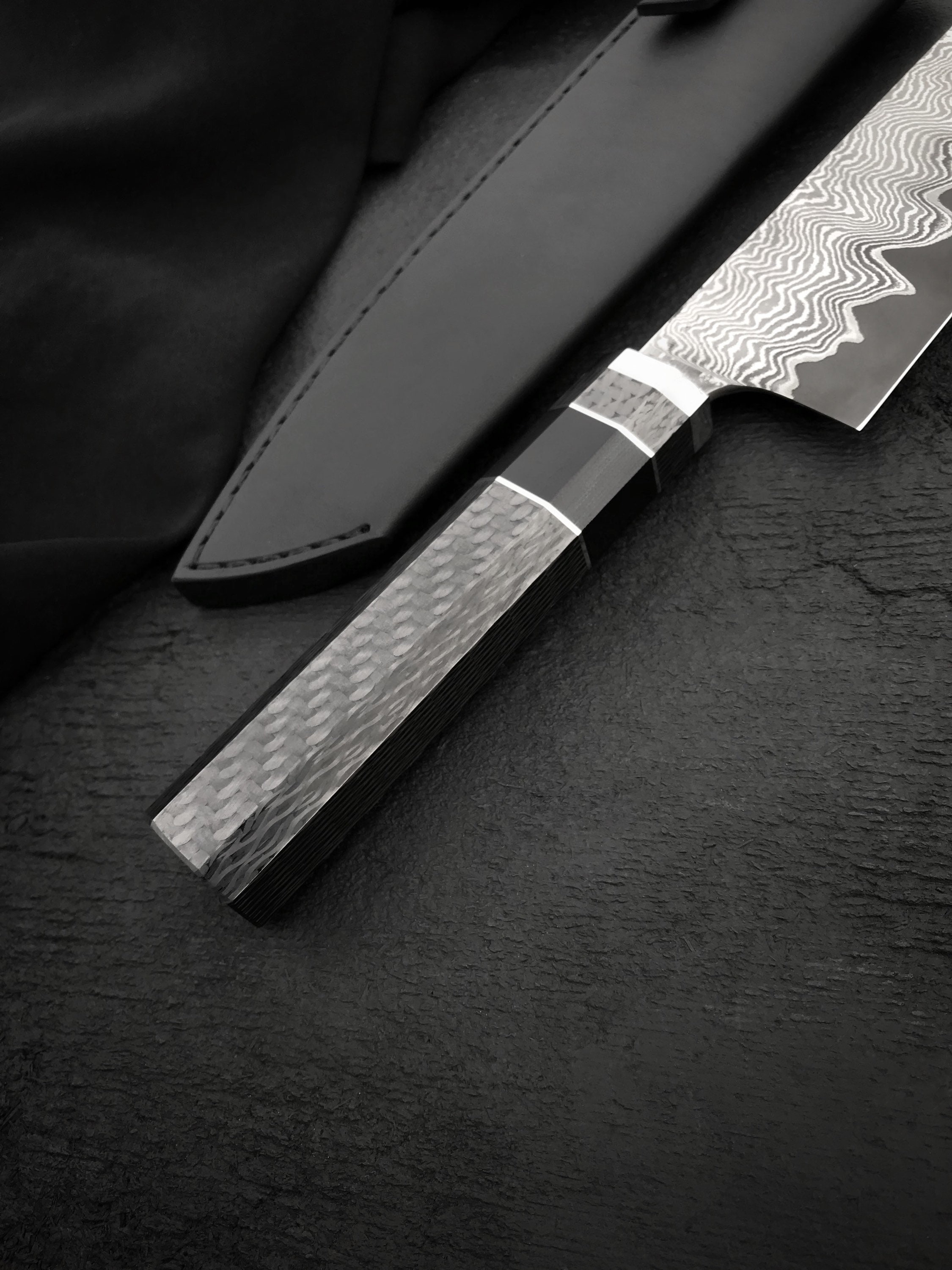 Custom Handmade/ Chef Knife/handle carbon Fiber/ Laminated - Etsy