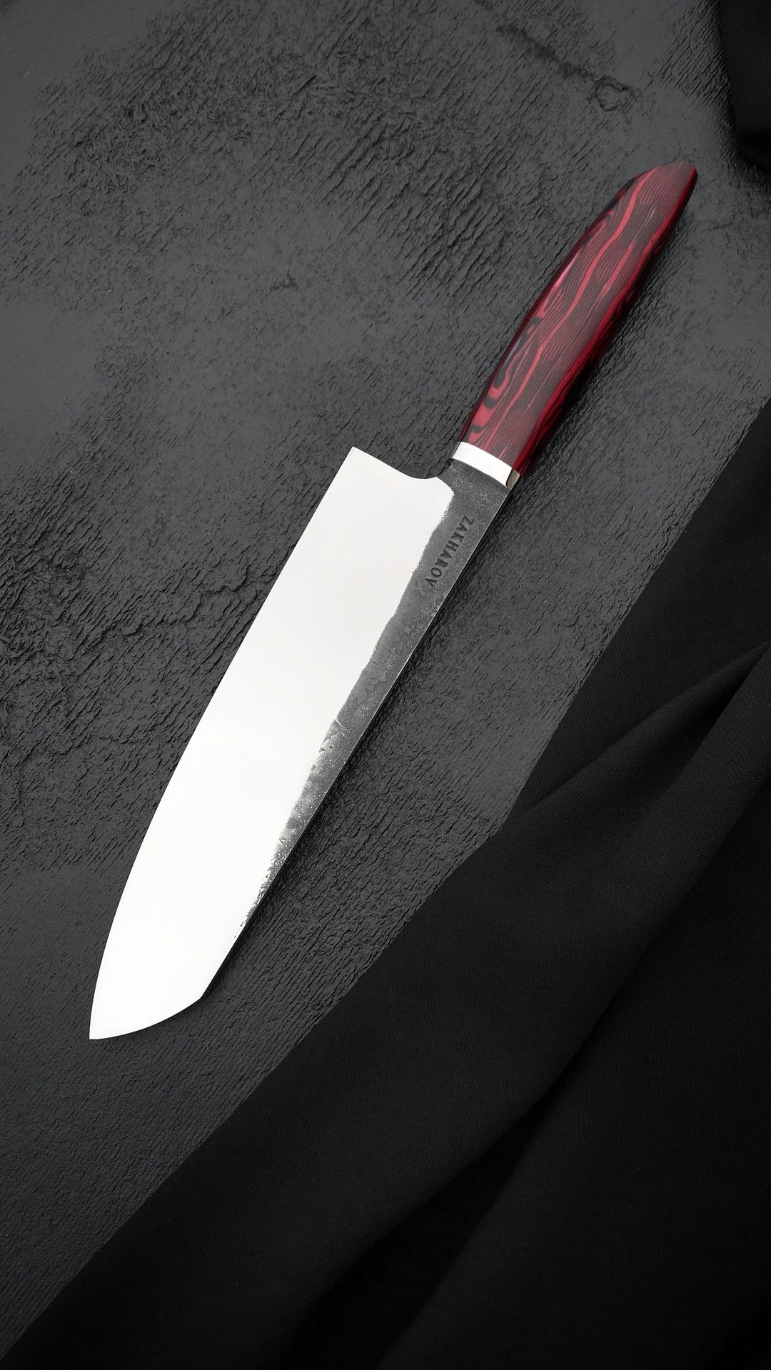 Chefs Knife With Red Handle - Etsy