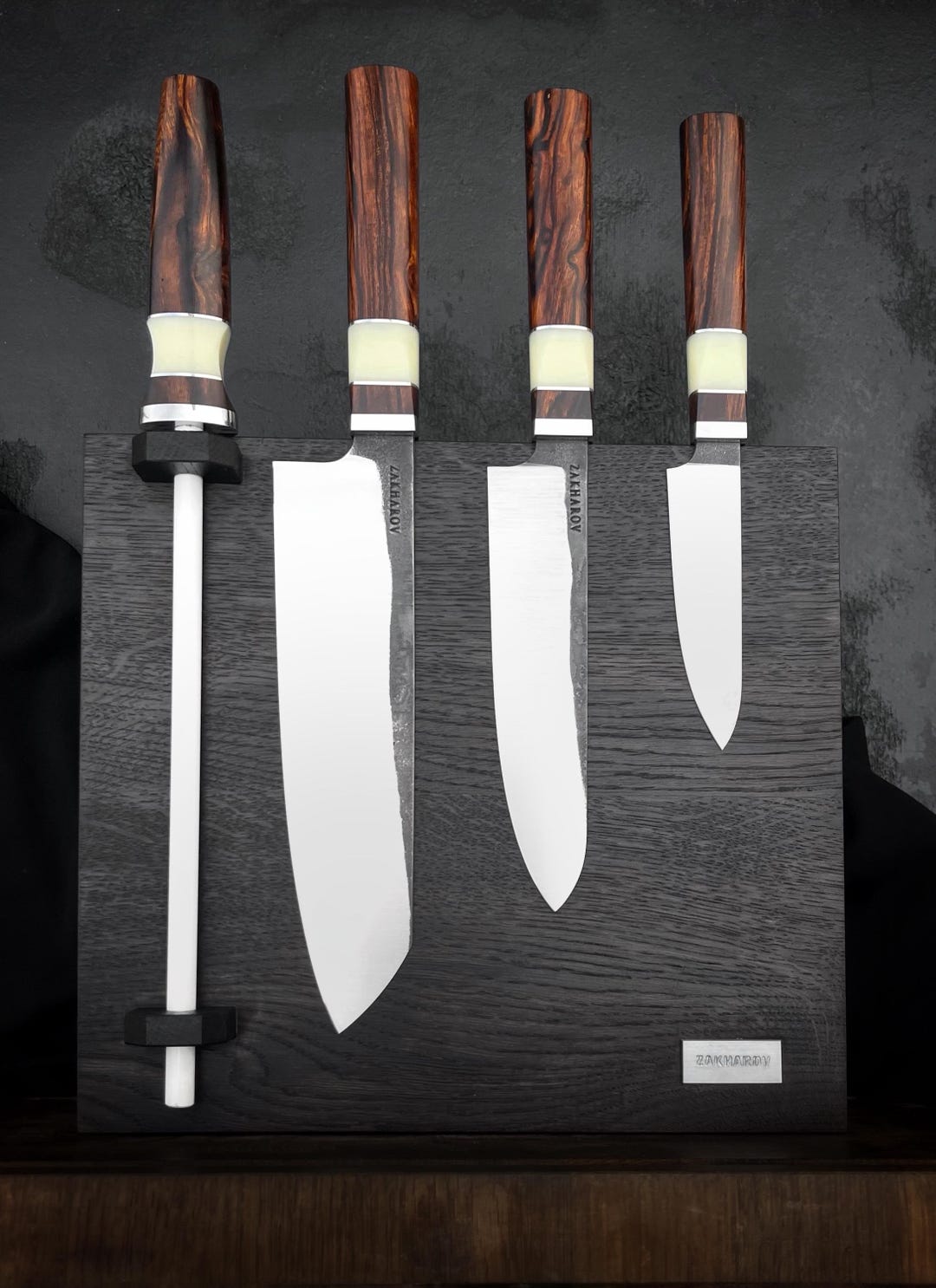 Knives With Magnetic Board| Kitchen Chef Knife| Handmade - Etsy