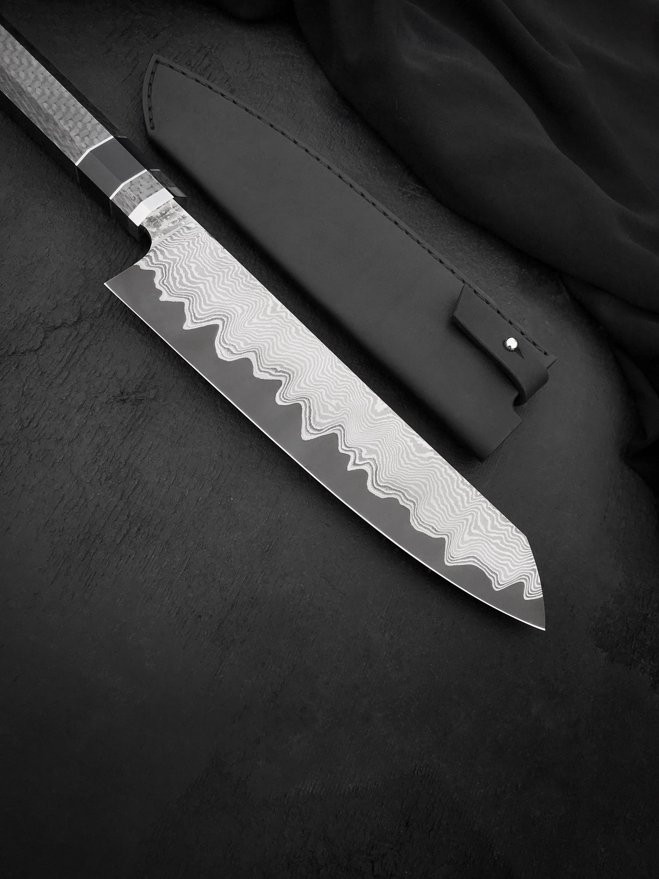 Custom Handmade/ Chef Knife/handle carbon Fiber/ Laminated - Etsy