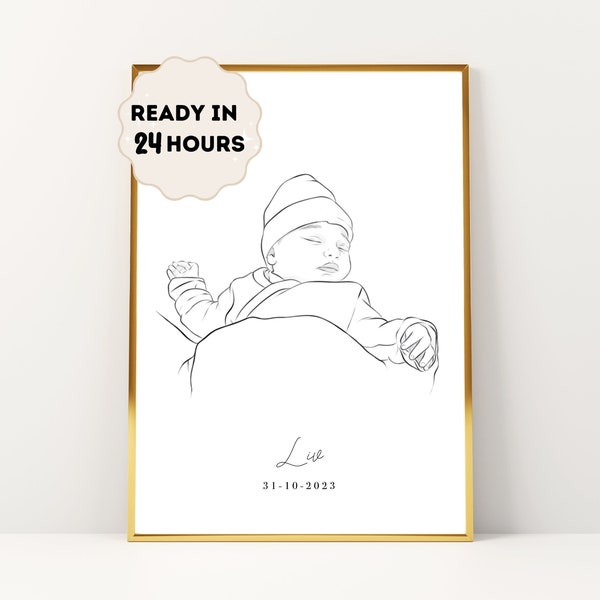 Baby Line Drawing - Etsy