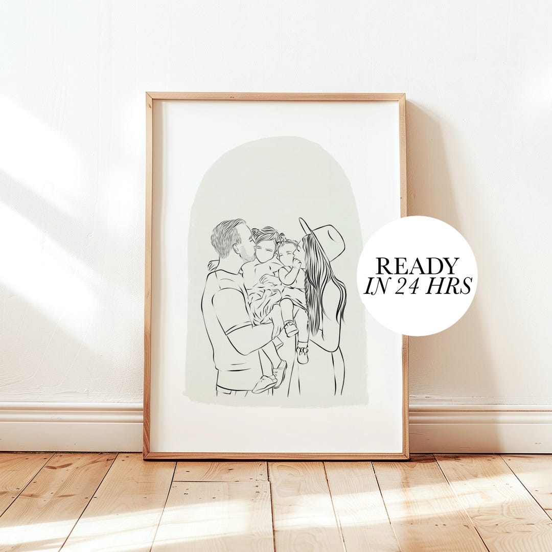 Custom Line Drawing Portrait From Photo: Family Illustration - Etsy