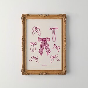 Coquette Bow Poster, Bow Printable Wall Art for Dining Room Wall ...