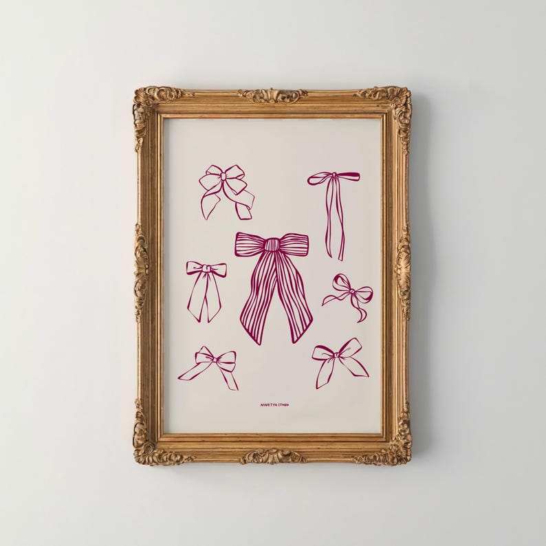 Coquette Bow Poster, Bow Printable Wall Art for Dining Room Wall ...