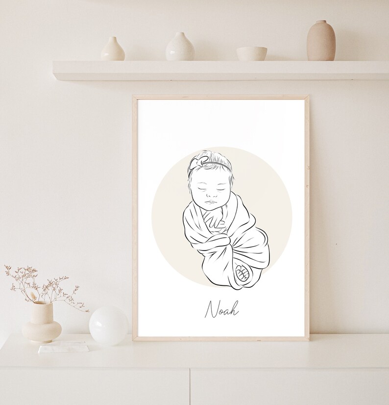 Custom Baby Line Drawing Birth Poster Newborn Gift Custom - Etsy