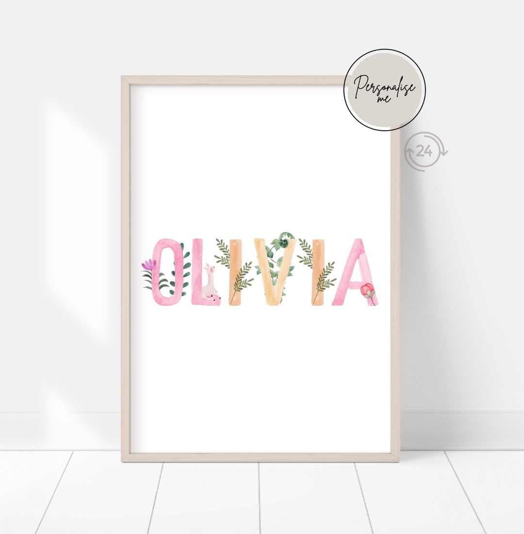 Printable Baby Girl Name Sign, Girl Baby Name Sign, Personalised Baby ...