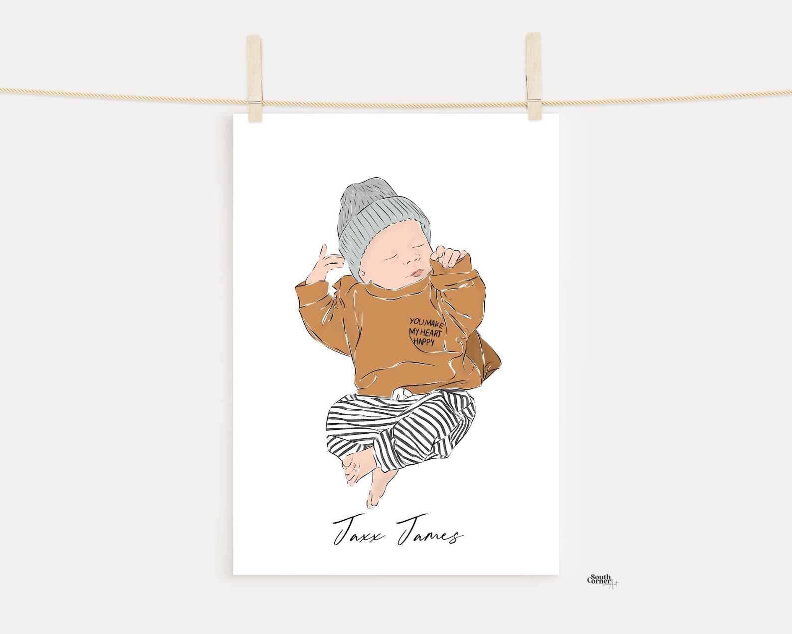 Custom Baby Drawing Birth Poster Newborn Gift Custom - Etsy