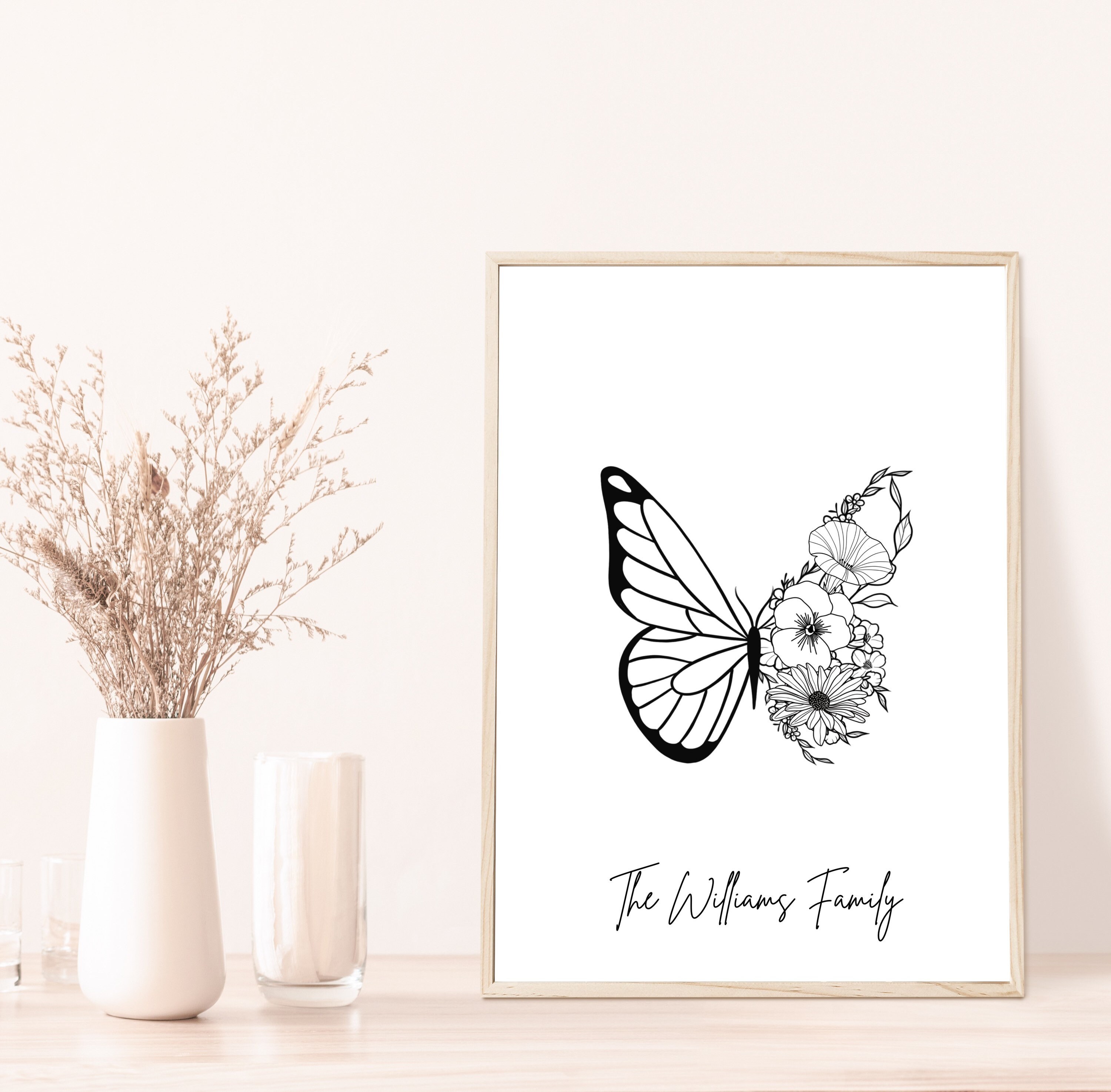 Custom Family Birth Flower / Butterfly Bouquet Birth Month - Etsy Australia