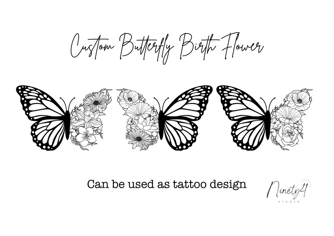 Custom Family Birth Flower / Butterfly Bouquet , Birth Month Flower ...