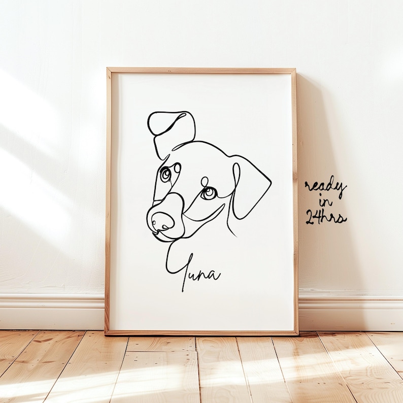 Custom One Line Dog Portrait: Pet Memorial Art (digital Download) - Etsy UK