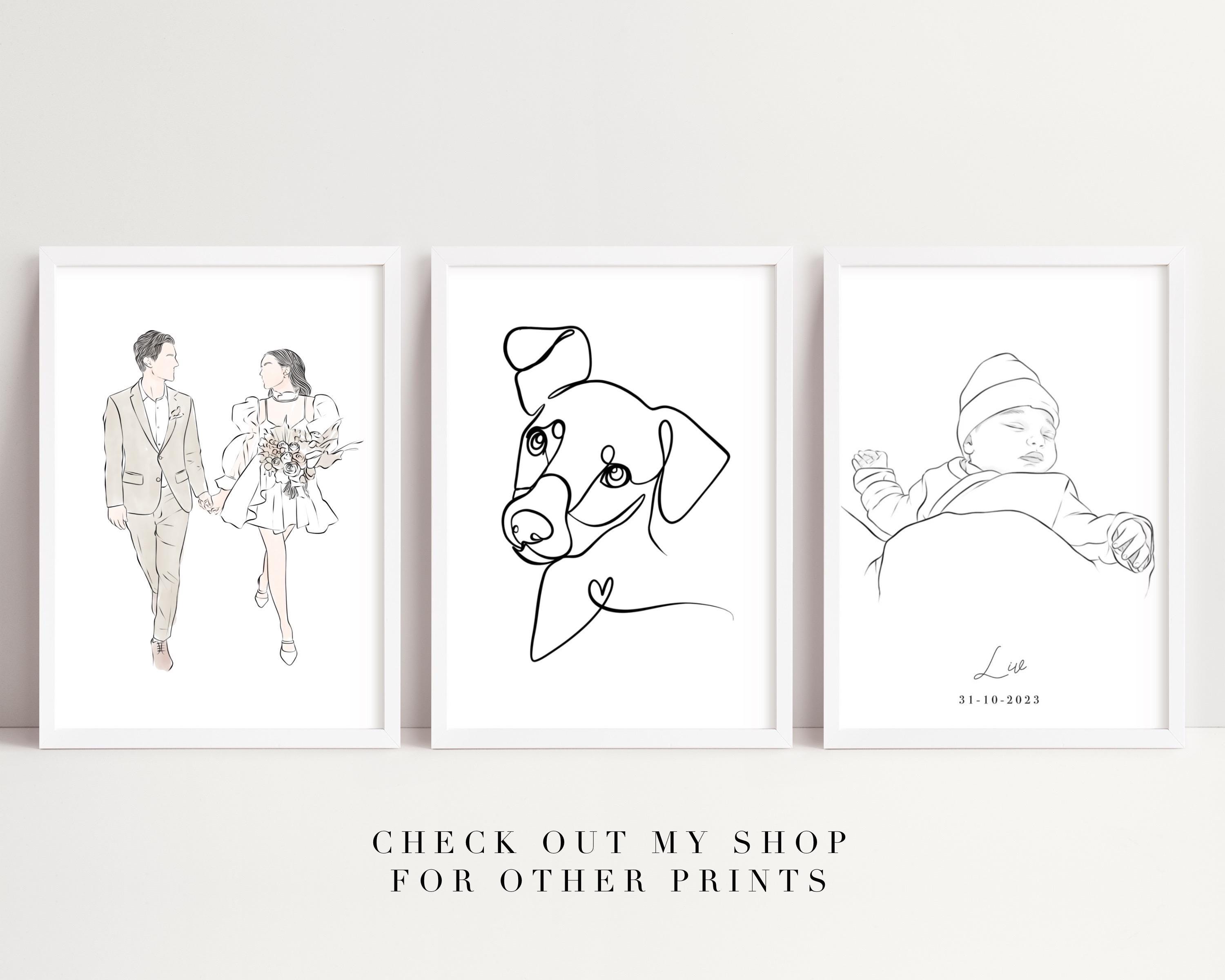 Custom Baby Line Drawing Birth Poster: Personalized Newborn Gift ...