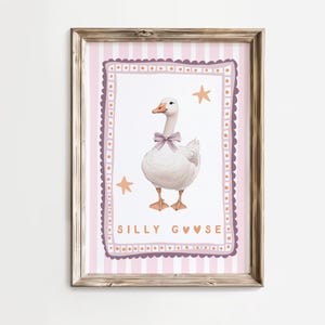 Silly Goose Print, Cute Goose Poster, Goose Theme Wall Art, Trendy ...