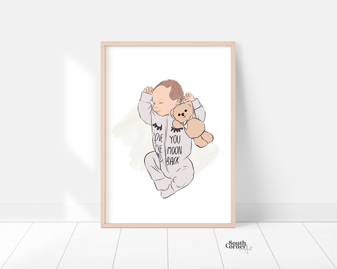 Custom Baby Drawing Birth Poster Newborn Gift Custom - Etsy